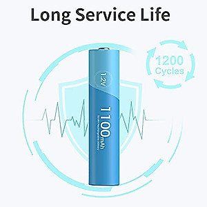 Deleepow AAA Rechargeable Batteries 1100mAh 1.2V nimh AAA Rechargeable Batteries 8-Pack 1200Cycles with USB LCD Charger