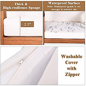 Tangkula 3 Pieces Patio Furniture Set, Includes Set of 2 Outdoor Acacia Wood Cushioned Chairs and Coffee Table, for Garden, Backyard, Poolside, Bistro and Deck, Patio Conversation Chat Set (White)