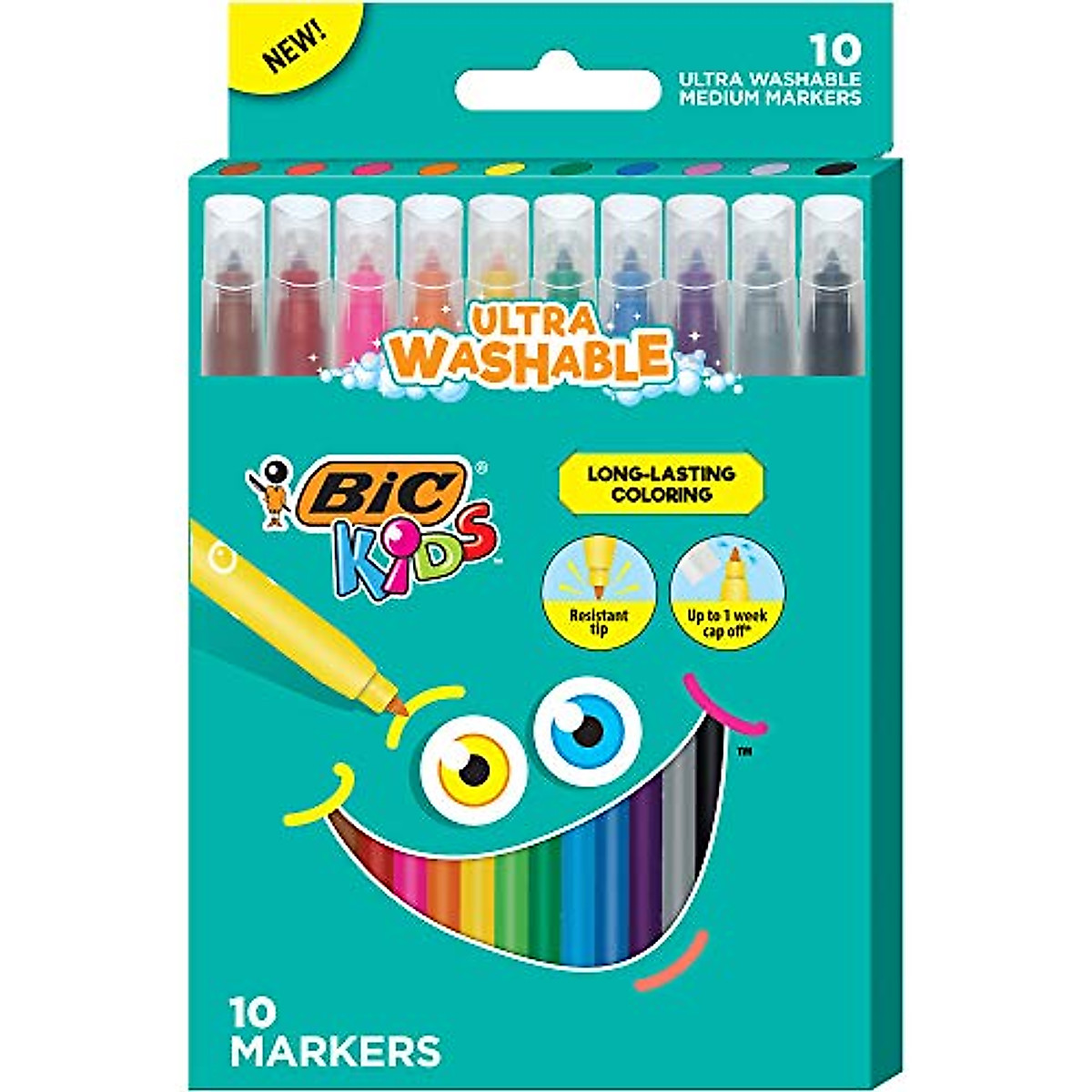BIC Kids Coloring Markers, Medium Tips, 2 Packs of 10 Markers, Assorted