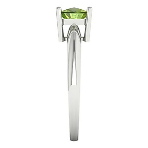 Clara Pucci 1.50 ct Cushion Cut Solitaire Genuine Natural Green Peridot Engagement Bridal Promise Anniversary Ring 14k White Gold