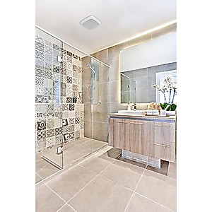 Homewerks 110 CFM Bathroom Exhaust Fan with Bluetooth Speakers, White, Quiet Operation, Easy-Fit Installation, Compatible with Smartphones and Tablets