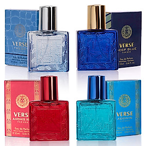 NovoGlow Verse Mini 4-Piece Fragrance Set for Men - Aromatic, Floral, Oriental & Woody Notes - Individually Boxed 25ml Eau De Parfum