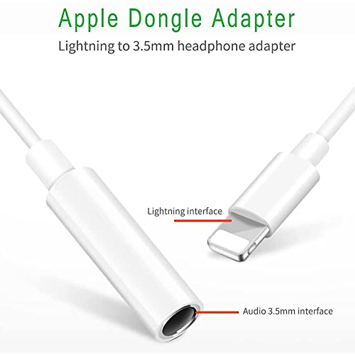 Lightning to 3.5 mm Headphone Jack Adapter, [Apple MFi Certified] 2 Pack iPhone 3.5mm Headphones/Earphones Jack Aux Audio Dongle Adapter Compatible with iPhone 13 12 11 XS XR X 8 7 SE [Not for Call]