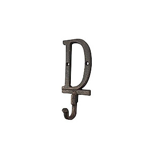 Handcrafted Nautical Decor Rustic Copper Cast Iron Letter D Alphabet Wall Hook 6"
