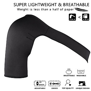 Yosoo Adjustable Shoulder Support Brace, Strap Sport Compression Women&Men Black US, Relief Shoulder Pain, Shoulder Compression Sleeve