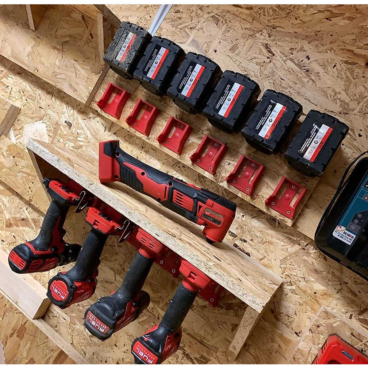 StealthMounts M18 Milwaukee Battery Holder - 6 Pack | Milwaukee M18 Battery Holder | 18V Milwaukee Battery Storage | Milwaukee Battery Mount | Milwaukee Organizer for M18 Batteries | Made in the UK