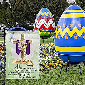 He is Risen Garden Flags 12x18inch Burlap, Easter Religious Cross Flags for Spring Holiday Yard Decorations Outdoor Matthew 28:6