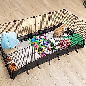 Guinea Pig Cages 8 Sq Ft Expandable Small Animal Cage & Waterproof Liner Accessories Set for Rat Rabbit Guinea Pig Ferret Bunny Chinchilla Hedgehog Lizard Indoor Outdoor, Pet Playpen Habitat