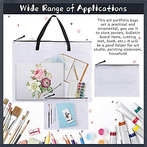 Framendino, 8 Pack 19 X 25 Inch Art Portfolio Bags With Mesh Zipper Pouch Pencil Bags Art Posters Organizer Bag for Posters Artwork Bulletin Board Black