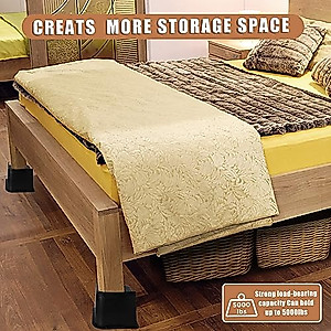 Tocawe Bed Risers 4 Inch Heavy Duty, Furniture Risers with Durable Plastic, Oversized Bed Lifts Risers Support up to 5,500 LBS for Sofa, Bed Frame, Tables, Couches, 4 Pack, Black