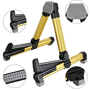 EASTROCK Folding Guitar Stand,Portable Tripod A Frame Aluminium Music Stand for Acoustic Electric Guitars, Bass, Violin, Ukulele, Banjo ( Black)