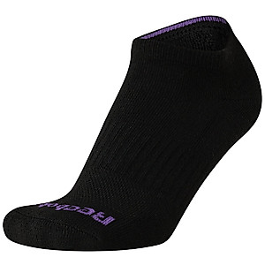 Reebok Women's No Show Athletic Breathable Low Cut Cushioned Socks (12 Pack), Size 4-10, Solid Black