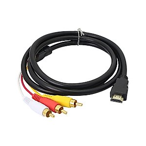 GELRHONR HDMI to RCA Cable,One-Way Transmission from HDMI Male to 3RCA Video Audio AV Component Converter Adapter Cable for HDTV/DVD and Most LCD Projectors-5FT