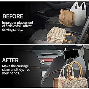 Nicyop 1Pcs Car Seat Headrest Hook,Hanger Storage Organizer,Carbon Fiber Car Hooks for Purses and Bags,Universal Auto Interior Accessories(Black)