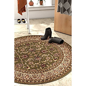 Well Woven Barclay Sarouk Green Traditional Area Rug 3'11" Round