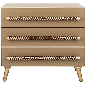 Safavieh Home Raquel Modern Taupe and Gold and Brown 3-drawer Chest