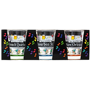 Set of 3 New Orleans Street Sign Mardi Gras Souvenir Shot Glasses