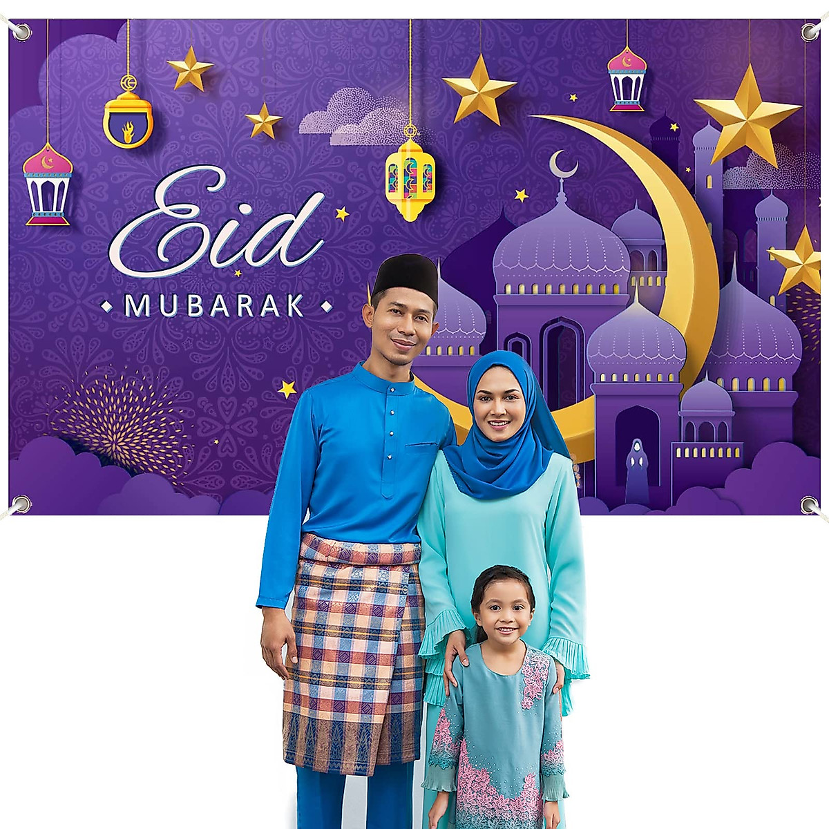 Eid Mubarak Decorations Eid Banner Ramadan Backdrop Background for Eid Al-fitr Party Decorations Supplies
