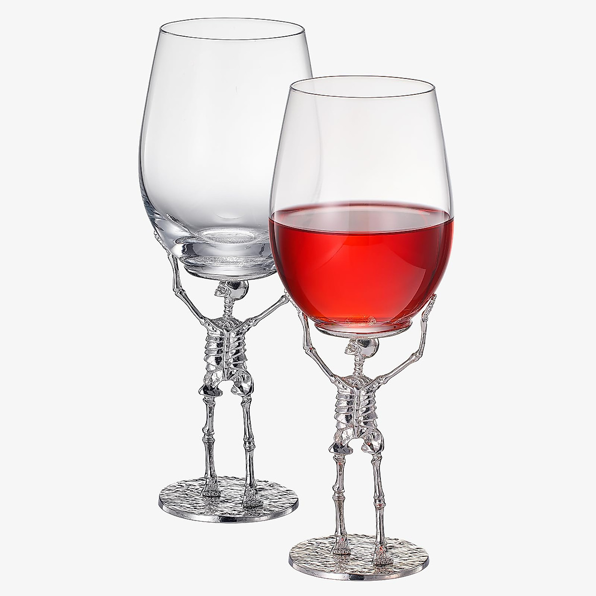 Stemmed Skeleton Wine Glass | Set of 2 | 19oz Skeleton Glasses 10" H, Goth Gifts, Skeleton Gifts, Skeleton Decor, Spooky Wine Gift Set, Perfect for Themed Parties