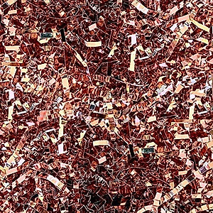 UNIQOOO 1 LB Metallic Rose Gold Crinkle Cut Paper, Pink Grass Shredded Paper Filler Strands Shred Raffia Tissue Craft Bedding Cushion, Wedding Birthday Bridesmaid Engagement Gift Box Bag Retail