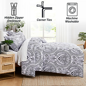 SouthShore FINE LINENS Pure Melody Collection - Premium Quality, Soft, Wrinkle, Fade, & Stain Resistant, Easy Care, Oversized Duvet Cover Set, Twin / Twin XL, Black