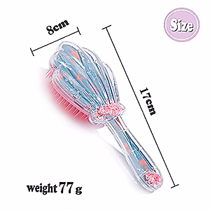 Mermaid Detangler Hair Brush, Detangling Hair Comb Christmas Shell Glitter Comb Hairbrush Massage Scalp No Pain Detangler for Dry & Wet Hair Kids Girls Woman (Pink)