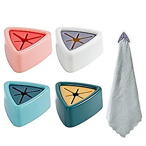 4 Pcs Dish Towel Hooks,Self Adhesive Wall Dish Towel Holder,Kitchen Push Hooks for Towel