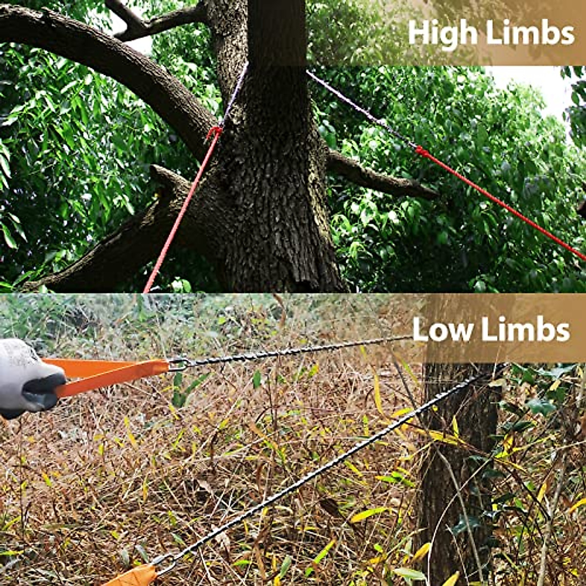 SENSILIN Rope Saw for Tree Limbs, 55 Inch Rope Chain Saw with 70 Sharp Teeth ＆ 46 Feet Ropes Kit, Rope Saw Tree Saw High Limb Rope Chainsaw, Pocket Chainsaw