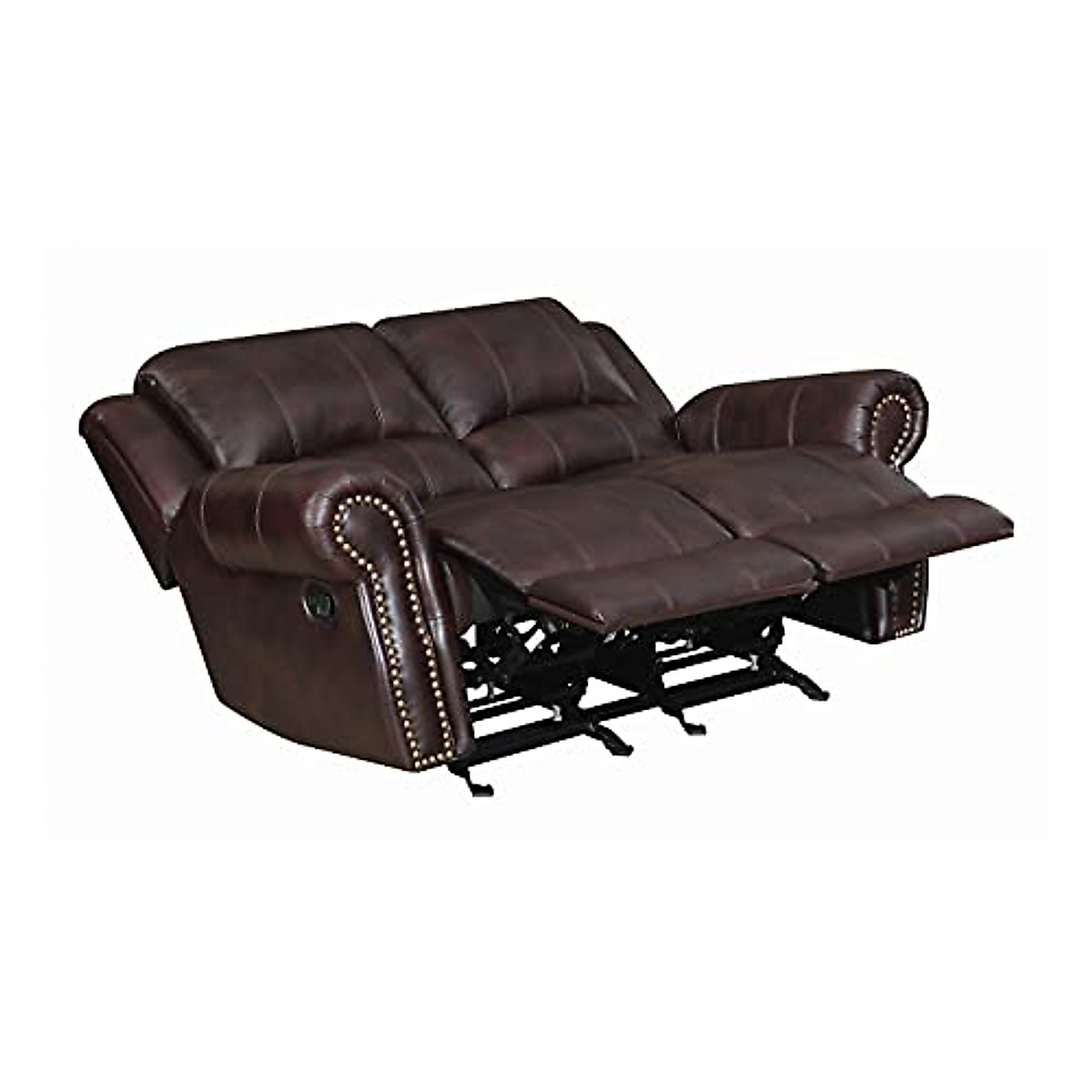 Coaster Furniture Sir Rawlinson Glider Loveseat with Nailhead Studs Dark Brown 650162
