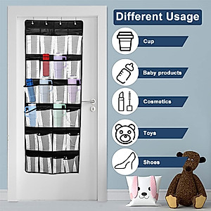 NINEFOX 24 Pockets for Stanley Cup Organizer, Rain Cup Organizer for Stanley Cup, with Hooks, Foldable, for Home, Kitchen, Classroom, 32*27*2.5cm, Black, 22359885