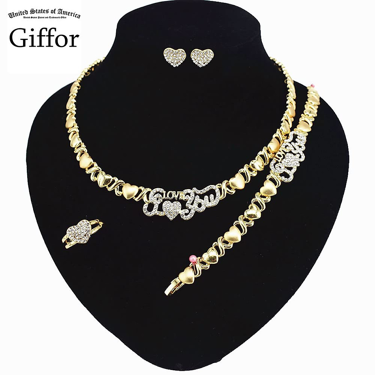 Giffor Jewelry Sets for Women 14K Gold Filled Necklace and Earrings Gifts Bracelets Wedding Jewelry