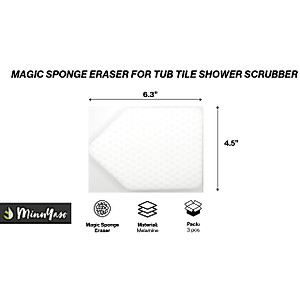 MinnYaso Magic Sponge Eraser Pads Fit Extendable Tub Tile Scrubber Brush | Magic Sponge Eraser Cleaning Scrubber Refill Replacement Pads | Compatible with Moku, Yocada & Cleanhome & Others | 3 Pack