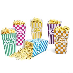 EggSun 48Packs Pastel Popcorn Boxes Candy Treat Containers Bulk for Party,Colorful Paper Popcorn Bags Buckets for Birthday Party,Baby Shower,Movienight Party Favor Supplies Decors