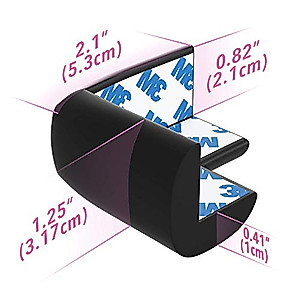 Soft Table Corner Protectors for Baby Safety - Pre-Taped Furniture Edge Guards to Child Proof and Prevent Head & Knee Injuries, 8 Pack, (Black)