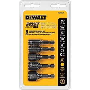 DEWALT Right Angle Attachment, Impact Ready (DWARA120) and Nut Driver Set, Impact Ready, Magnetic, 5-Piece (DW2235IR)