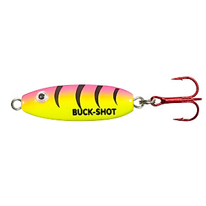 Northland Fishing Tackle Buck-Shot Ice Fishing Rattle Spoon, Bubblegum Tiger, 1/16 Oz, 1/Cd