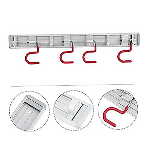 Unomor Broomstick Wall Mount Clothing Rack Mutitool Garage Tool Organizer Mop Hanging Hooks Broom Mop Holder Broom Hanger Broom Organizer Wall Hanging Broom Gripper Mops Aluminum Alloy