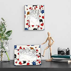 Yzrwebo Cartoon Elephant 4x6 Picture Frame Red Love Hearts Wood Photo Frames High Transparent Horizontal and Vertical Tabletop Display or Wall Mounting for Family Home Gallery Office