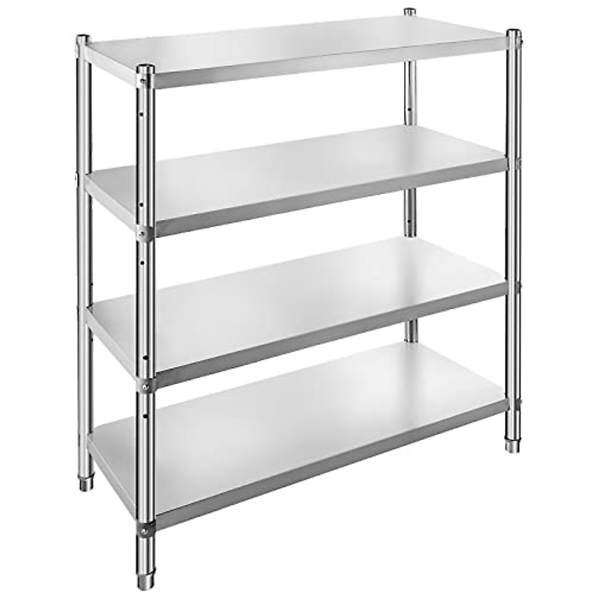 VBENLEM Stainless Steel Shelving 46.8x18.5 Inch 4 Tier Adjustable Shelf Storage Unit Stainless Steel Heavy Duty Shelving for Kitchen Commercial Office Garage Storage 330lb Per Shelf
