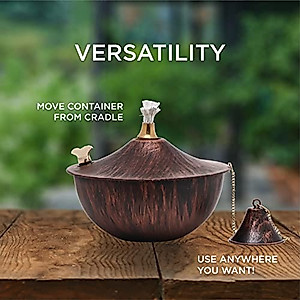 Legends Direct Maui Premium Metal Landscape Lantern Torches, 54" Tall- Tiki Style/w Snuffer, Fiberglass Wick & Large 32oz Oil Lamp for Outdoor, Patio, Garden, Lawn use and More (Brushed Bronze)