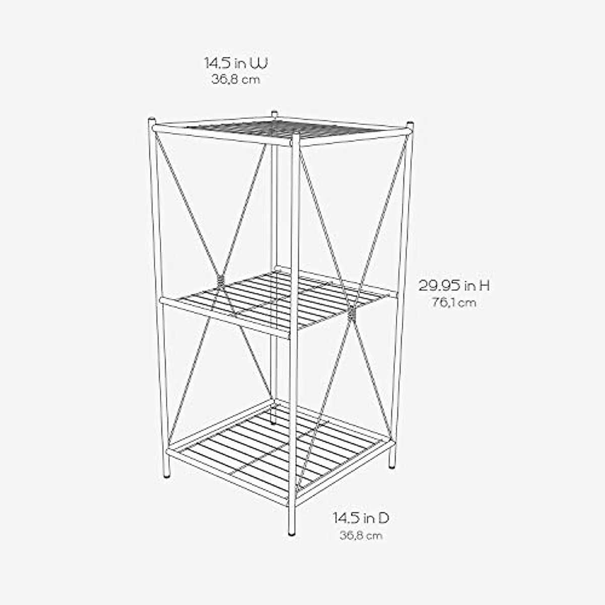 Zenna Home 3 shelves 2557NN Cross Style Floor Stand, Satin Nickel