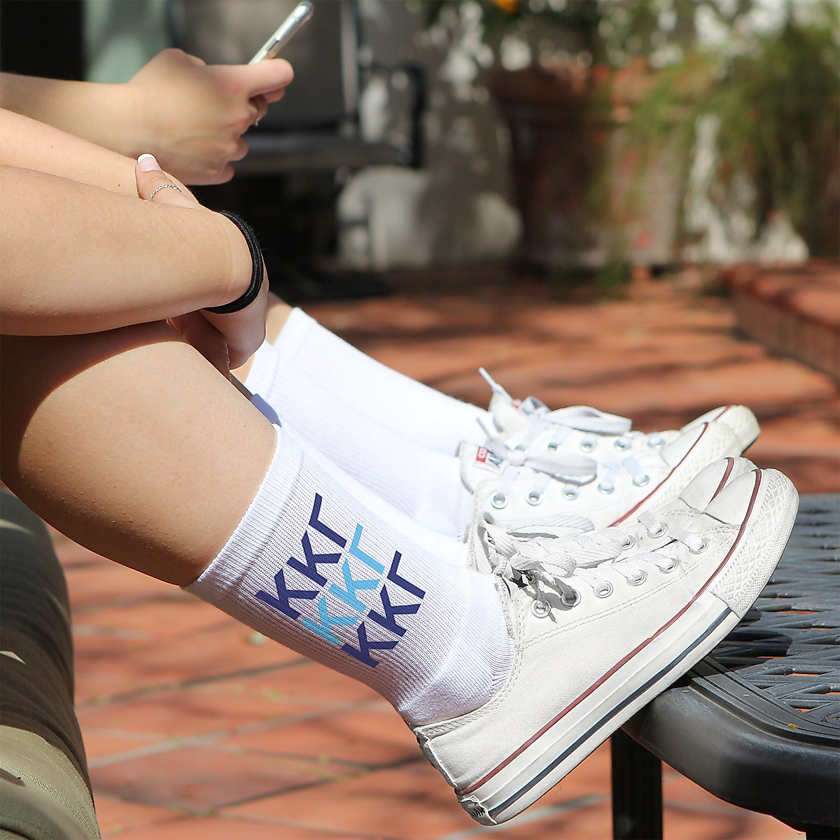 Kappa Kappa Gamma Sorority Socks in Greek Letters - Soft Cotton Crew Socks for Women and Sisterhood