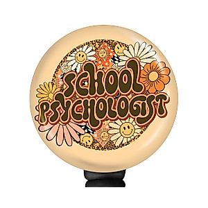 School Psychologist Badge Reel - Gift for School Psychologist - Guidance Counselor Badge Holder - Retro Badge Clip - Groovy Floral Retractable Nametag Reel