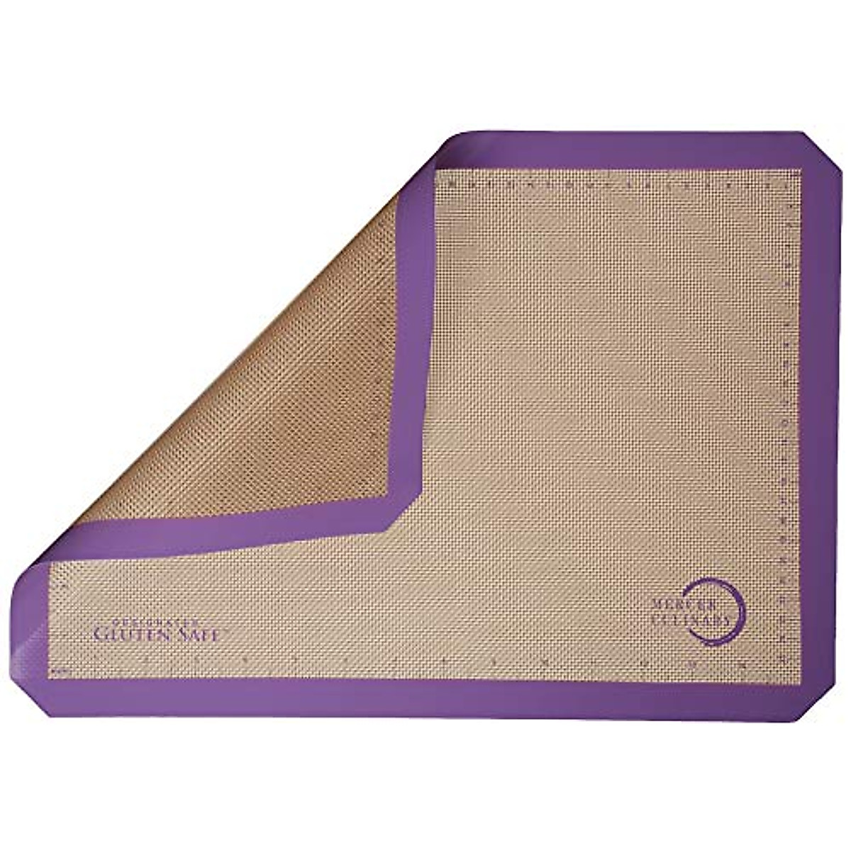 Mercer Culinary Silicone Bake Mat, Half Size, 11 7/8-Inch by 16 1/2-Inch, Purple border