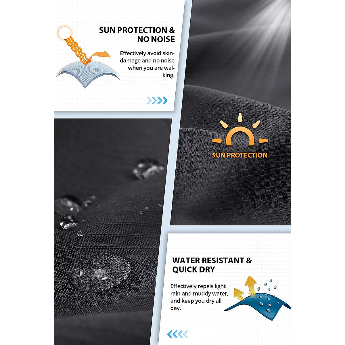 Hiauspor Men's Hiking Cargo Shorts 9"/10" Quick Dry Lightweight Waterproof for Golf Tactical Fishing Casual with 6 Pockets (Black, 38)