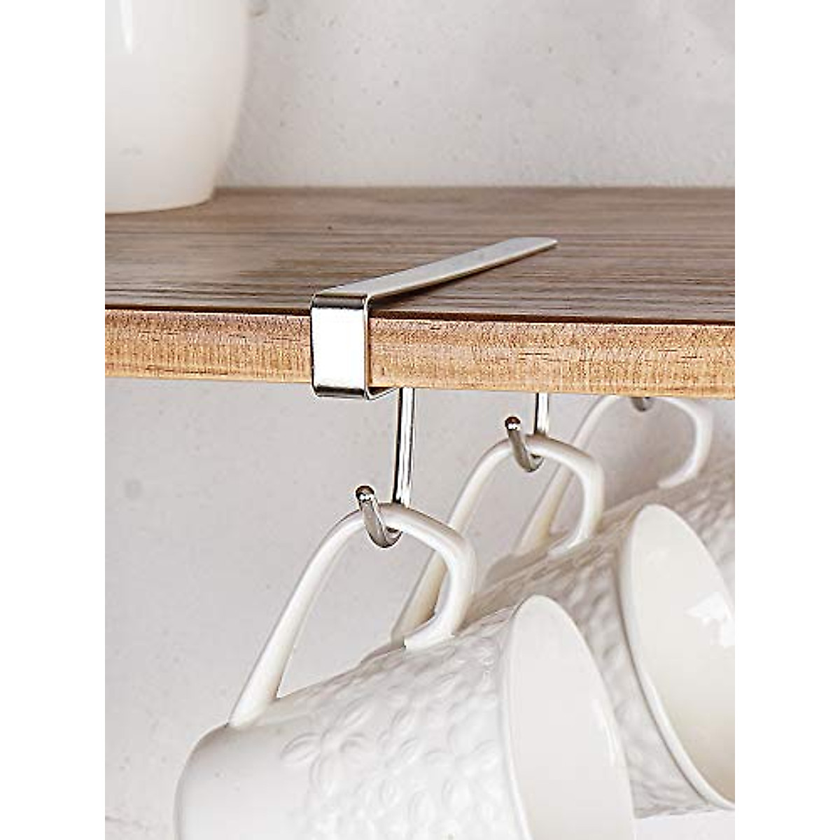Coffee Mug Holder - 304 Stainless Steel ，Cup Rack Under Shelf, Fit for The Cabinet 0.8" or Less(Primary Color, 2 Pieces)