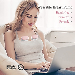 IKARE Wearable Breast Pump Hands Free, Pain Free Portable Electric Breastfeeding Pump with 3 Mode & 10 Levels, Rechargeable Milk Pump for Travel & Home, 24mm/28mm Flange, Super Quiet (Pink)