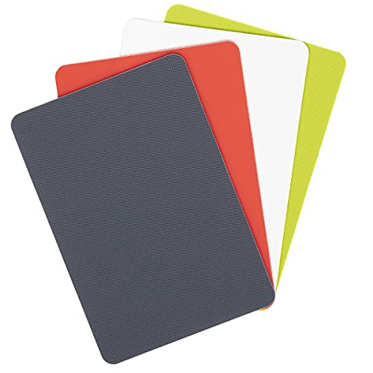 Dexas Heavy Duty Grippmat Flexible Cutting Board Set of Four, 5.5 x 8, Gray, Red, White, Green