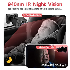 Itomoro Baby Car Camera HD 1080P Dual-Channel Display Car Baby Camera with 2 IR Night Vision Camera, Easily Install 4.3'' Car Camera for Baby with Crystal Clear Wide View for Rear Facing Seat