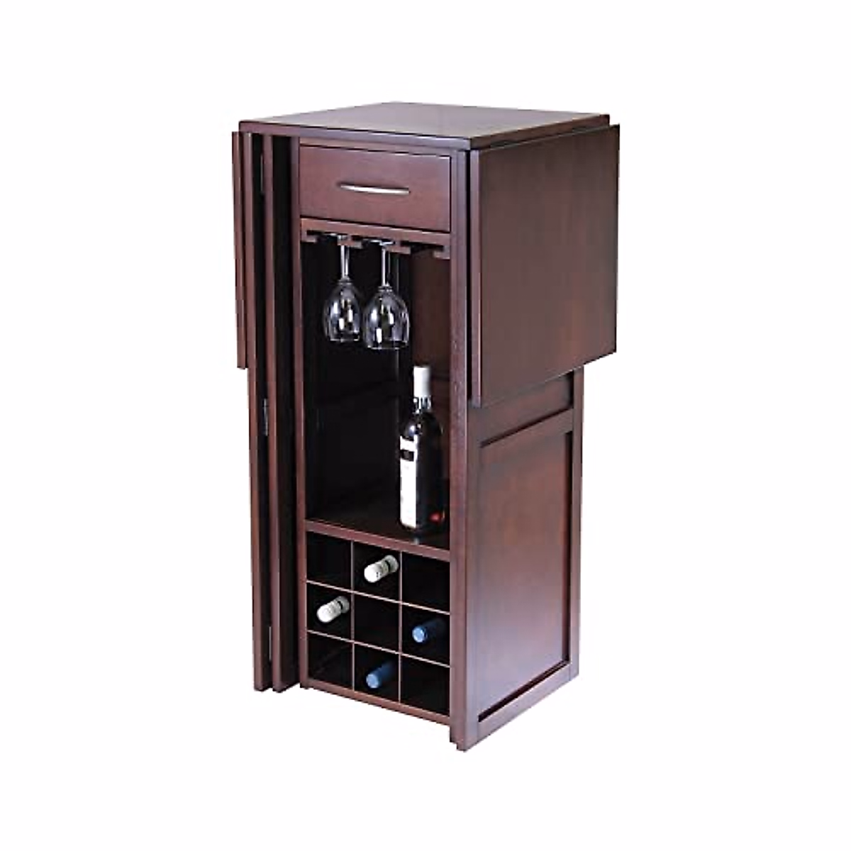Winsome Newport 40.16 x 50 x 17.87-Inch Wood Expandable Counter Wine Bar, Antique Walnut (94350)